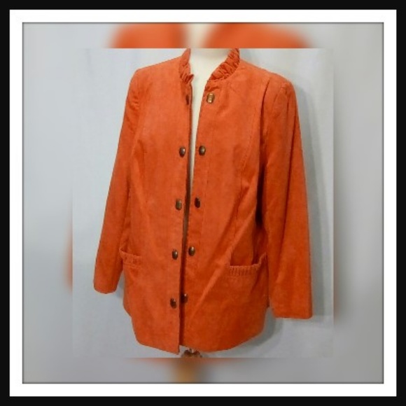 Tan Jay | Jackets & Coats | Tan Jay Size 6w Orange Faux Suede Jacket ...